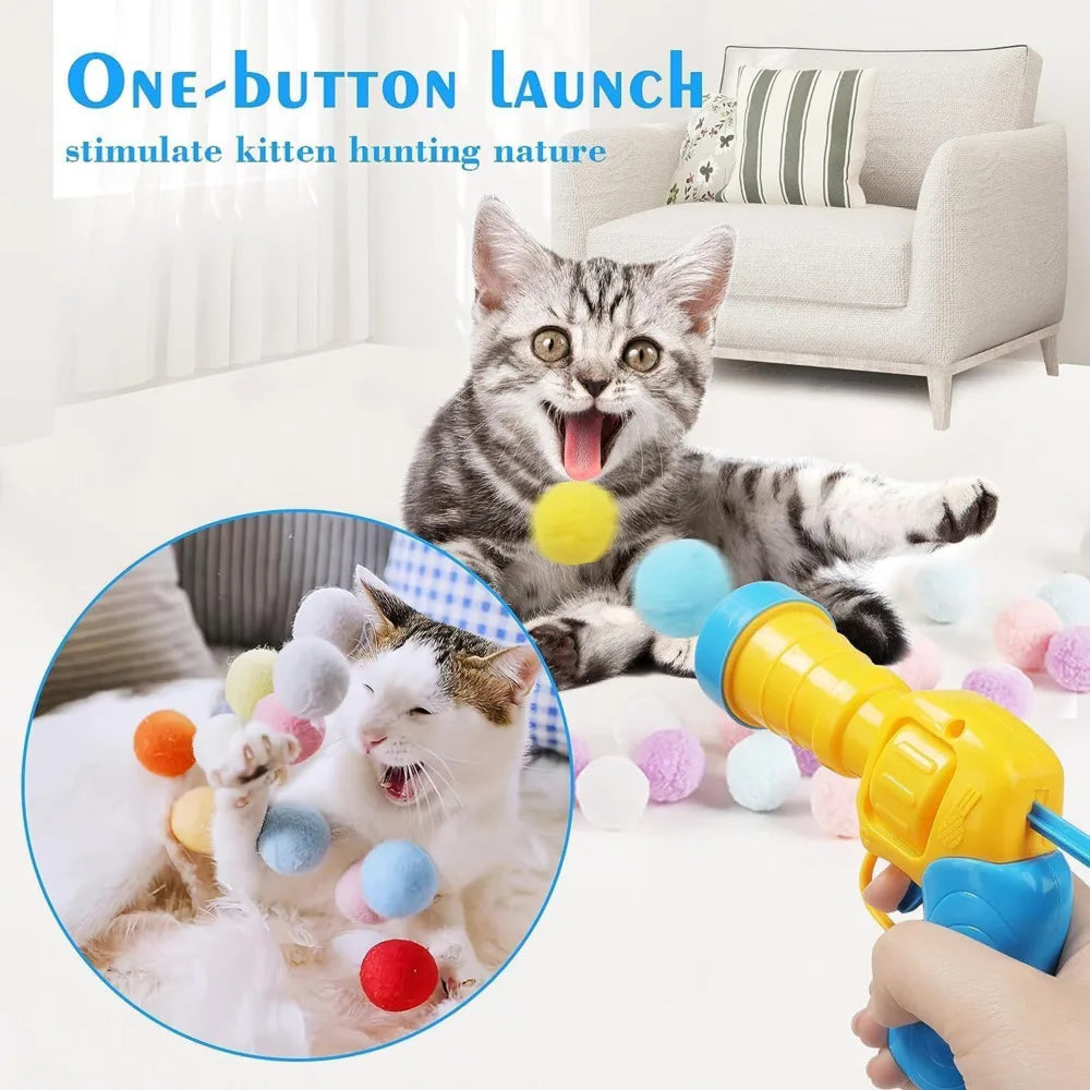 Pompom Cat Blaster + 20 Balls - FREE TODAY ONLY | Classy Pet Life